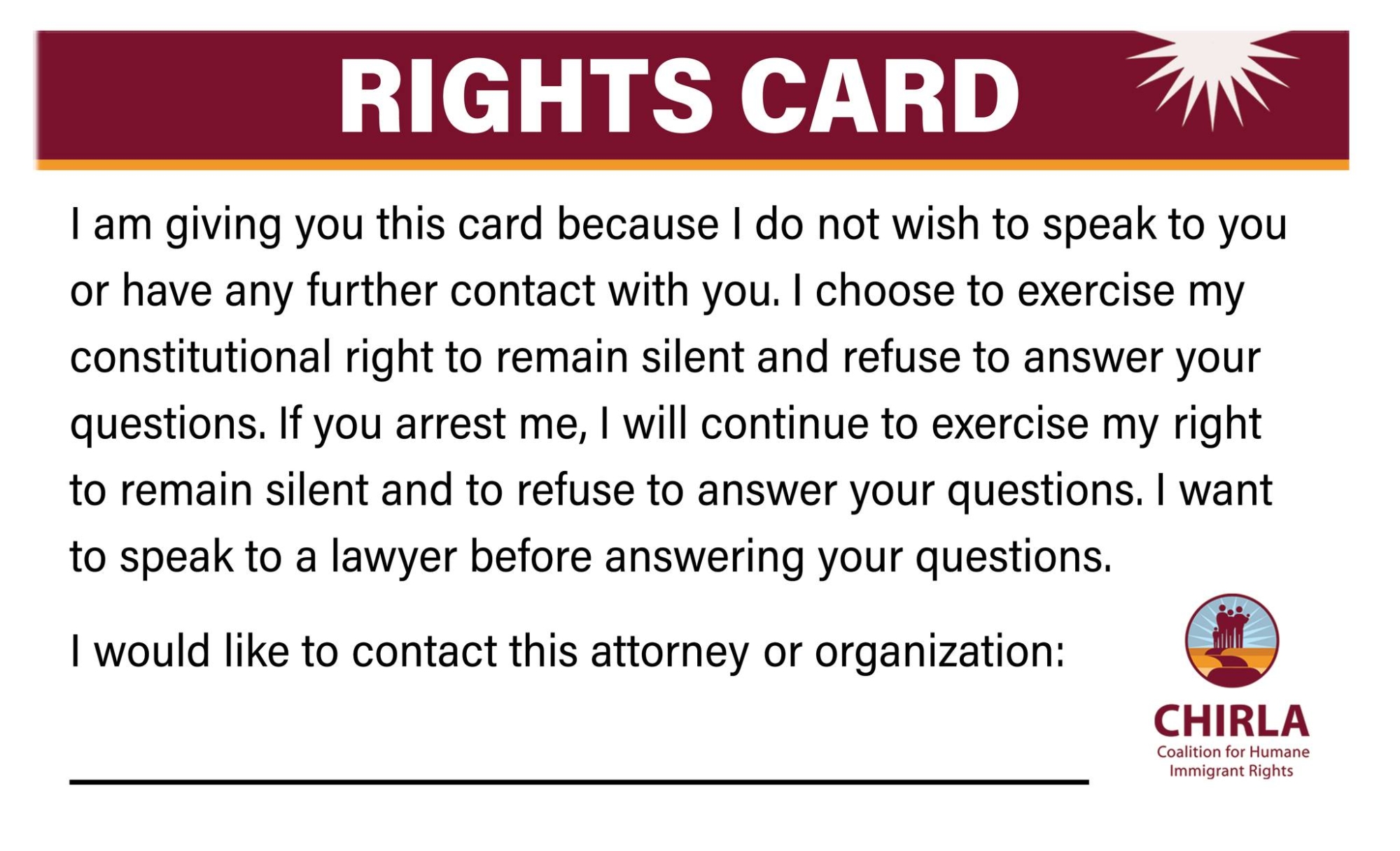 My Rights - The Coalition for Humane Immigrant Rights